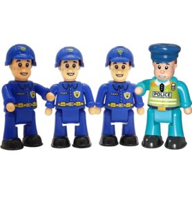 funerica police officer toy figures- 4 detailed policeman & police chief - imaginative play police action figures for toddlers & kids roleplay - little people figurines - mini community helpers