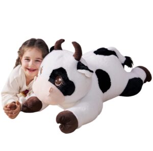 ikasa giant cow stuffed animal plush toy,30" large cute jumbo soft toys,huge big size plushy fluffy fat oversized plushie