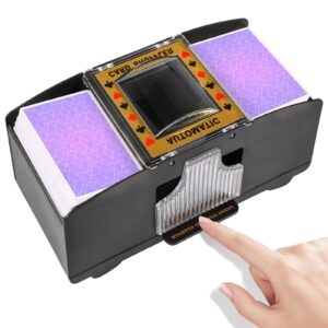 feierya automatic card shuffler 2 deck,battery-operated electric uno poker shuffler,playing card shuffler for home card game,travel