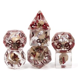 udixi skull dnd dice set, resin d and d dice set skull dice set d&d for rpg dungeons and dragons mtg and other tabletop games