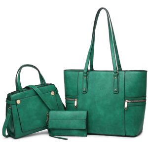 vansarto fashion handbags and purses for women large work tote bag top handle satchel shoulder bag 3pcs hobo purse set (green)