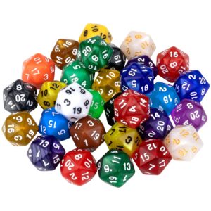 30 pieces 20 sided polyhedral dice set 22 colors 20 sides dice assortment for dungeons and dragons rpg mtg table games come with 1 velvet storage bag