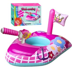 inflatable pool floats kids-girls pool toys for toddlers ages 3-8, kids floats for swimming pool, pink princess pool floaties for summer water toys