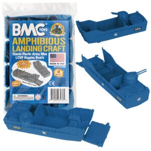 bmc classic marx landing craft - 4pc blue plastic army men boat vehicles