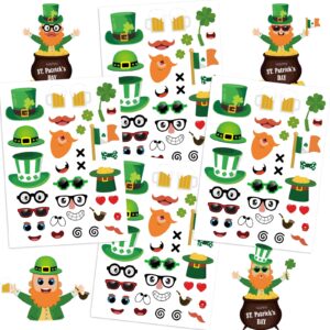 sicohome st. patrick's day craft sticker for kids 12pcs make your own leprechaun face stickers st. patricks' day party game activities for kids party supplies classroom activities