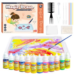 water marbling paint drawing kit for kids 8-12, arts & crafts for girls & boys ages 4-8, ideal easter birthday gifts christmas toys for girls & boys ages 4 5 6 7 8 9 10 11 12 year old (12 colors)