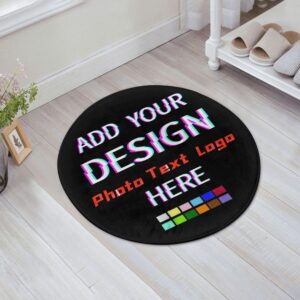 buxvhre custom round floor mat personalized bath mat add your photo text non-slip bath rug door mat for home kitchen bedroom office garden