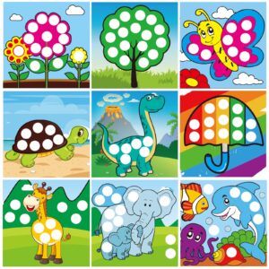 chiazllta art activity : kids do a dot stiker for learning educating, animal rainbow dot page art gift for age 3-7 girls boys toddlers preschool kindergarten