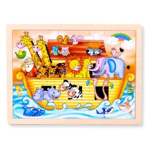 exploratoy noah jigsaw puzzles for toddlers age 3-5, 48pcs preschool educational learning toys sets gift for baby infants boys and girls (noah's ark…)