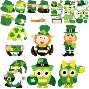 chiazllta 30 pcs st. patricks day craft kits for kids diy leprechauns shamrock owl gnome sticker craft ornament st. patricks art craft for party home class school game activities