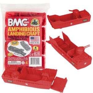 bmc classic marx landing craft - 4pc red plastic army men boat vehicles