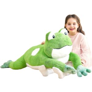 ikasa giant frog stuffed animal plush toy, 30" large frogs cute plushie toys for kids girls boys