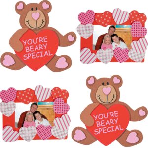 valentines craft for kids (4 pcs set) bear magnet & heart picture frame foam valentines day crafts fun activity by 4e's novelty