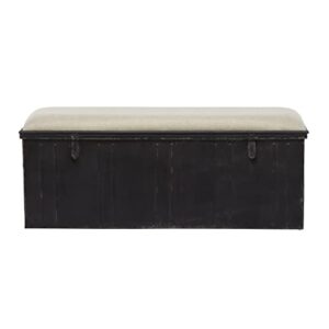 deco 79 farmhouse metal fabric ottoman storage bench tufted footrest, livingroom, bedroom, entryway, 48" l x 17" w x 19" h, black