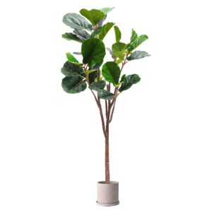 fit choice fiddle artificial tree 5.33 ft fiddle leaf fig tree with realistic nature design and durable quality for room, office, party, garden (5.33 ft fiddle leaf fig), green (533fiddle)