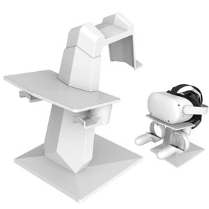 vr stand accessories for oculus quest 2/rift s/valve index/hp reverb g2 vr headset and touch controllers (white)