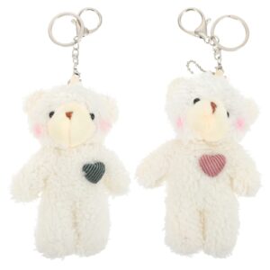 2pcs plush bear keychain teddy bear keychain aniaml key ring hanging ornament plush stuffed animal car key holder for girls women