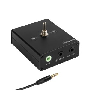 3.5 mm audio switcher, 2 ports audio splitter box (2 in 1 out / 1 in 2 out) mini headphone manual selector converter with bonus 47.2 in (120 cm) cable, no external power required