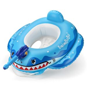 swimbobo toddler pool float kids inflatable swim seat boat ship pool toys for toddlers and children(shark with squirt gun)