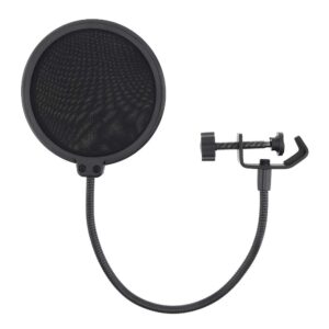 origlam professional microphone pop filter mask shield for any other microphone, dual layered pop wind screen with flexible 360° clip stabilizing arm