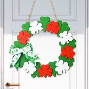 st patrick's day decoration artificial wood wreath decor decorations for home spring st patrick's day wreaths hanging garland for outdoor garden front door wall farmhouse (shamrock style)