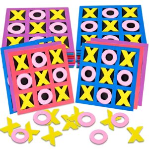 gamie 5-inch foam tic tac toe mini board games (24 pack) – travel tic tac toe game for kids, indoor recess games for classroom, mini board games bulk, tic tac toe party favors for kids