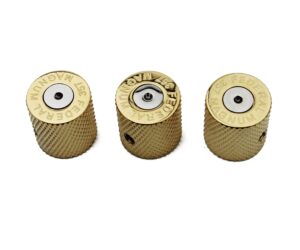 guyker guitar knobs with 6mm dia. shaft pots - brass bullet case style tone and volume control potentiometer knob replacement for precision electric guitar or bass (3 piece, golden)