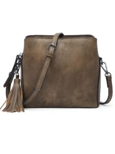 seosto medium women crossbody purse bag with tassel (khaki)