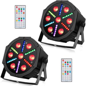 9 led stage lights 2 pack - 36w rgbw par light with remote dmx control sound activated strobe auto play uplights for wedding birthday party disco dance club karaoke dj events venue stage lighting