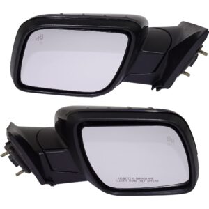 kool vue driver & passenger side power heated mirrors for ford explorer 2016-2019 manual fold with signal light, blind spot monitor & puddle lamp; without memory & auto-dimming paintable