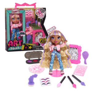 just play art squad lady t 10-inch doll & accessories with diy craft stencil project, kids toys for ages 3 up