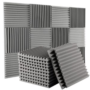 sound proof foam panels for walls: 12 pcs acoustic foam panels with double side adhesive sticker for studio recording office bedroom home theaters 1 x 12 x 12 inches (triangle gray)