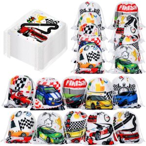 race car truck birthday party supplies race car truck party favors gift bag racing drawstring backpack truck candy treat bag goodie snack bag for boys kids party decoration (race car, 20 pieces)