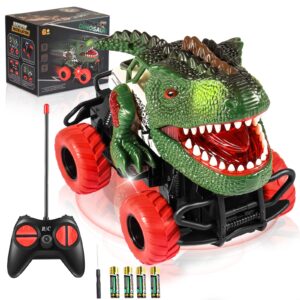 dinosaur toys for kids 3-5, remote control car toy truck, dino toys for 3 year old boys toddlers, boy toys age 3,4,5 and up, toy cars for 4 year old boys, kids christmas birthday gifts