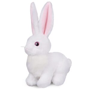 marsjoy 12" white easter bunny plush toy, soft stuffed animal rabbit, realistic gift for kids, toddlers, baby