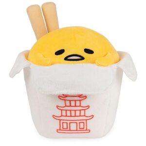 gund sanrio gudetama the lazy egg stuffed animal, gudetama takeout container plush toy for ages 8 and up, 9.5”