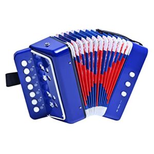 kids accordion 10 keys button accordian,musical toy instrument,mini accordion for children beginners (blue)