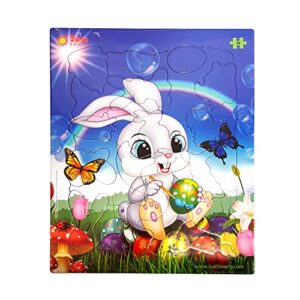 just smarty jigsaw puzzle easter bunny 26 pieces for kids ages 3, 4, 5, 6 year old with fun shapes and tray. easter gifts & preschool learning for ages 3-6