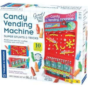 thames & kosmos 2-ft tall candy vending machine stem kit | build toy vending machine with 10 gravity & motion experiments | coin sorting bank | math & engineering lessons