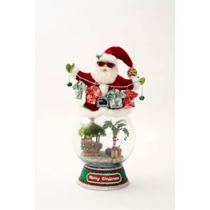 katherine's collection 2022 merry kitschmas kitschy santa on snowglobe, 19.25" - holiday decor figurine snow globe