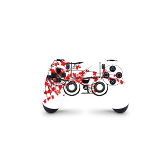 zoomhitskins compatible with ps4 controller skin, japan red white sakura cherry blossom art flower, durable, vinyl, made in the usa