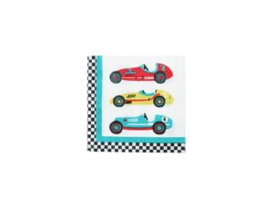 vintage race car napkins, 24 ct | kids race car themed party tableware