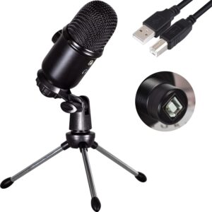 dnzpfu d professional usb condenser microphone for computer and mac - supercardioid pickup pattern, mic gain control, mic monitoring, ideal recording