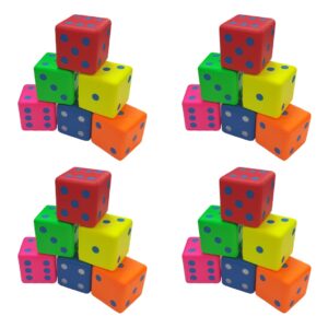 macro giant 3.2 inch pu soft foam playing dice, set of 24, multi colors, round edge, toy brick, board games, math teaching, kid toy gifts, educational toy