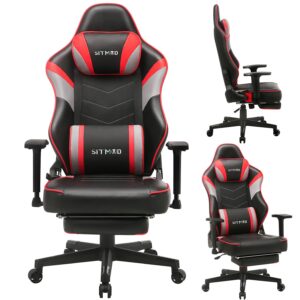 sitmod video game chairs ergonomic gaming chair with footrest high back massage gaming chair recliner pc leather racing gamer chairs adjustable lumbar support swivel computer chairs for adults