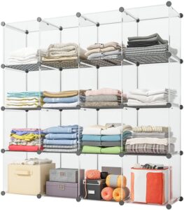 aeitc closet organizer add wire panels cube storage organizer protable closet storage shelves cubby shelving bookshelf cube organizer storage cubes, 16 cubes, white