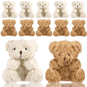 10 pieces plush mini teddy bear 4 inch stuffed animals tiny soft bear doll for graduation birthday wedding baby shower decorations party favors diy keychain bag decor(5brown,5apricot)