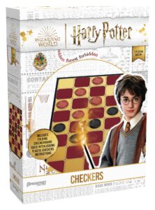 pressman harry potter checkers - specially-colored folding checkerboard and interlocking checker pieces - ages 6 and up, 2 players