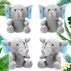 4 pcs operation christmas plush elephant stuffed animals toy soft cute forest elephant animals for baby shower boys girls elephant themed birthday party christian charity donation supplies (4 inch)