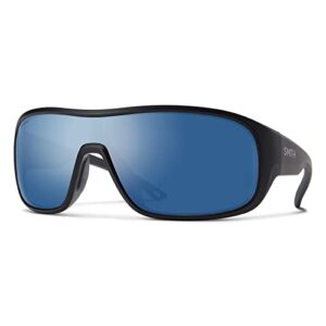 smith spinner perfomance sunglasses - matte black | chromapop polarized blue mirror